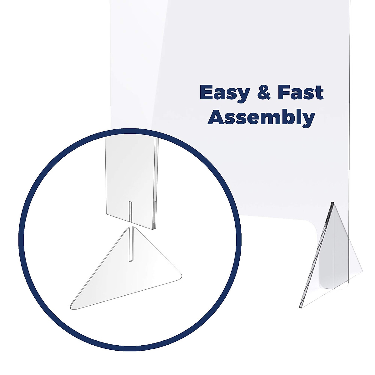 No Cutout 24"W x 16"H Sneeze Guard for Counter and Desk, Freestanding Clear Acrylic Shield, plexiglass Shield