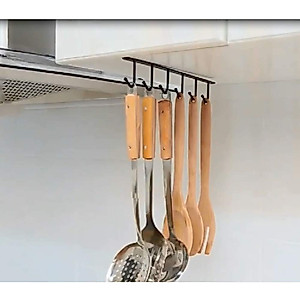 EigPluy Mug Holder Under Cabinet Adhesive Cup Hooks Drilling Free Coffee Cups Holder Kitchen Utensil Storage Shelf Ties Belts Scarf Hanging Rack