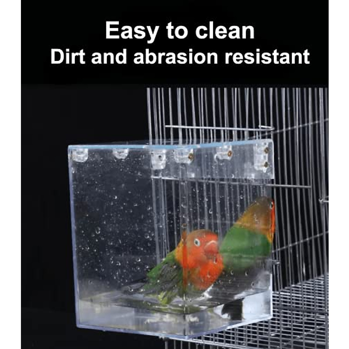 Bath Cage, Cleaning Pet Supplies Cockatiel Bird Bathtub with Water Injector for Small and Medium Birds Parrots Spacious Parakeets Portable Shower for Square Birdcage