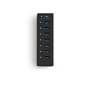 Vantec 7-Port USB 3.0 Hub, Aluminum, Full Powered, Mountable, with All Ports Data & Charging Up to 1.5A, BC 1.2, Premium 12V/3A, 36W Power Adapter (UGT-AH710U3-BK),Black
