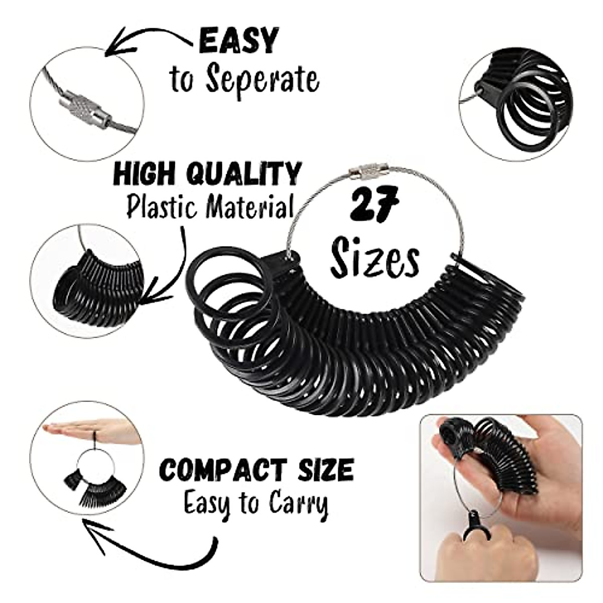 Mr. Pen- Ring Sizer Measuring Tool Set, Ring Sizer Guage & Plastic Ring Mandrel with 1 Polishing Cloth, Ring Sizer, Ring Measure for Fingers, Ring Sizing Kit, Ring Finger Sizer, Ring Sizer Tool.