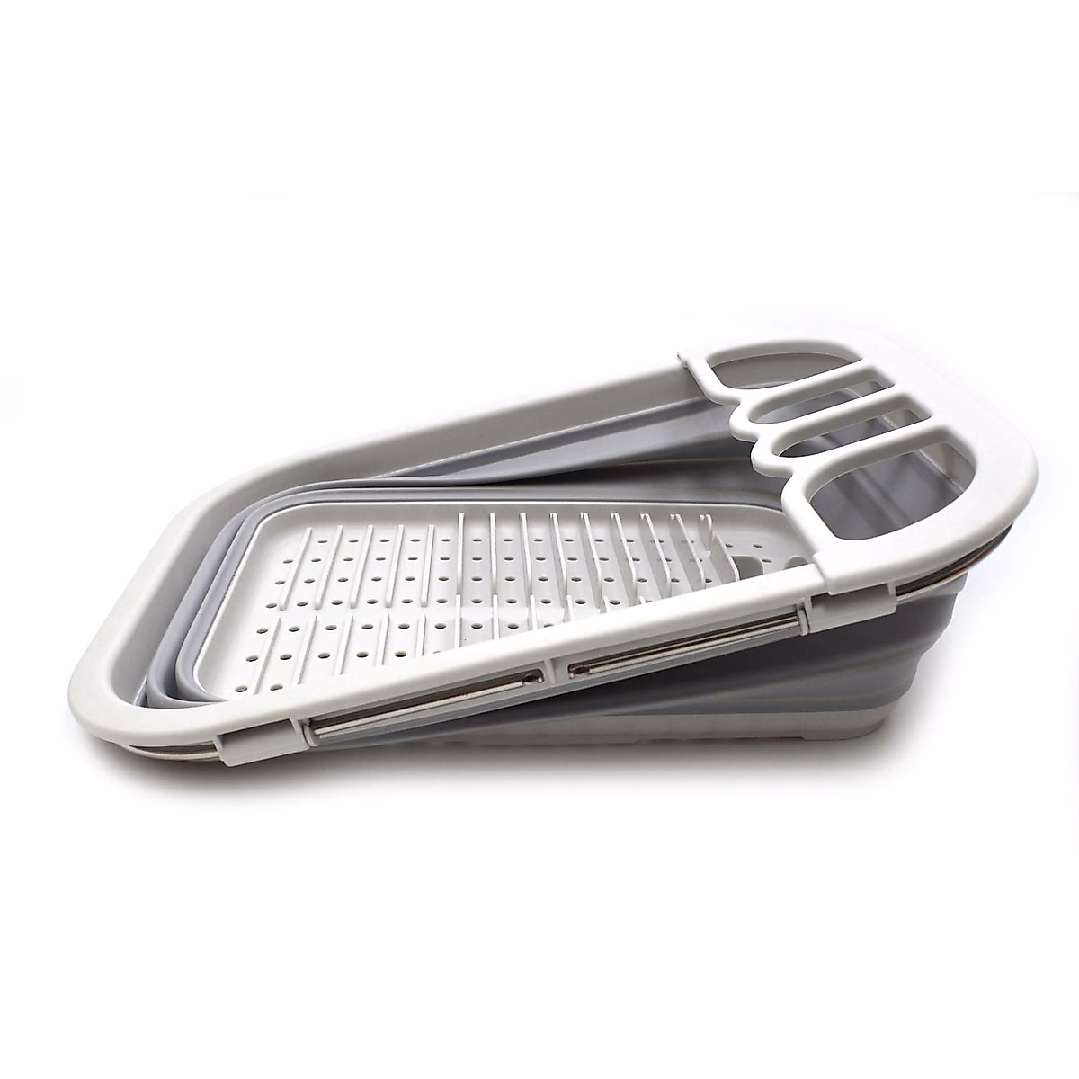 SAMMART Expandable & Collapsible Dish Drainer - Foldable Drying Rack Set - Portable Dinnerware Organizer - Space Saving Kitchen Storage Tray (1, Grey)