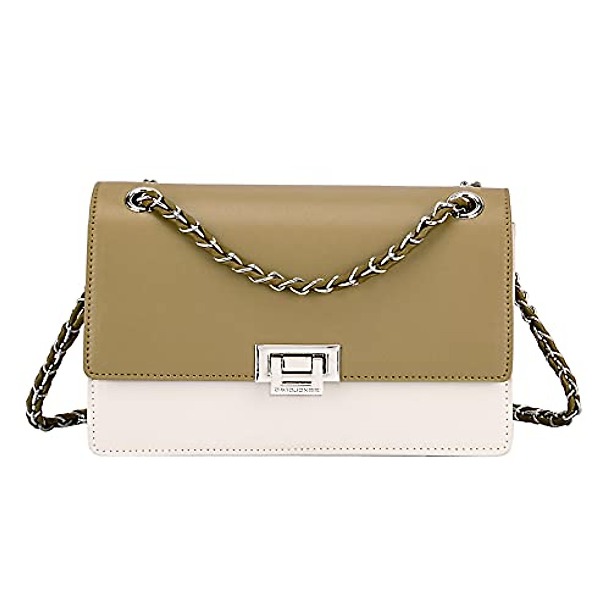 DAVID JONES New Season Party Chain Shoulder Crossbody Small Bag (Vert/Creamy White)