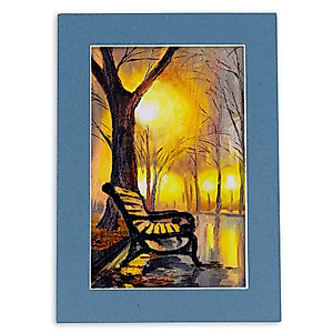 12x18 Mat Bevel Cut for 11x15 Photos - Acid Free Steel Blue Precut Matboard - For Pictures, Photos, Framing - 4-ply Thickness