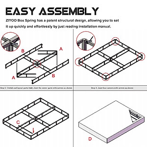 ZIYOO King Box Spring, 7 Inch Metal Box Springs, Strong Metal Frame Support for 1500lbs, Mattress Foundation, Easy Assembly, No Noise