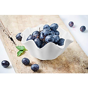 Foraineam 6 Pack Porcelain Dessert Bowls Baking Ramekins, 13 Ounce Flower Shaped Serving Bowls for Dipping Sauces, Souffle, Creme Brulee, Ice Cream, Dessert