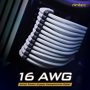 Antec Power Supply Sleeved Cable /24pin ATX /4+4pin EPS /6+2pin PCI-E PSU Extension Cable Kit 30cm Length with Combs, White(11.8inch/30cm)