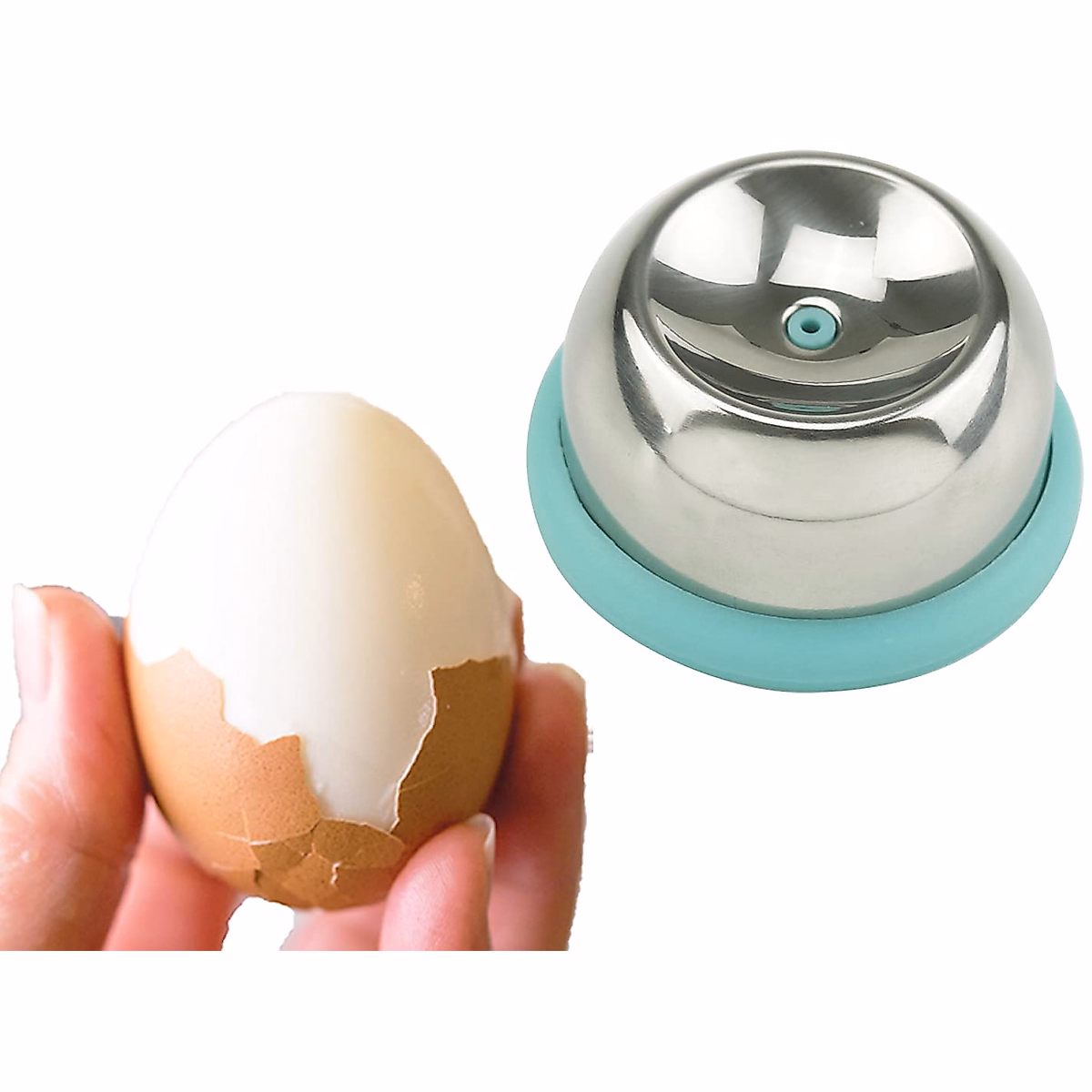 1 Pack Hard Boiled Egg Piercer simple easy egg hole puncher egg poacher Endurance Hole (304 stainless steel+new material PP bottom)Anti-sliding can operate well,Arc is suitable for all kinds of eggs.
