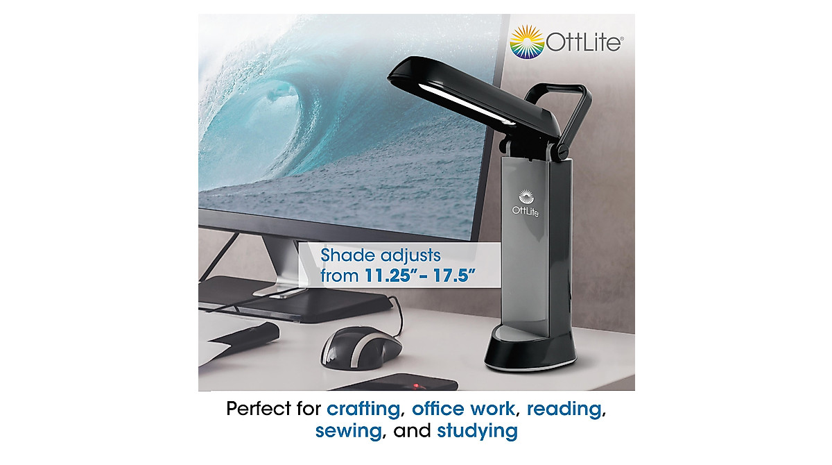 OttLite 13W Folding Desk Lamp - Natural Daylight, Portable & Adjustable