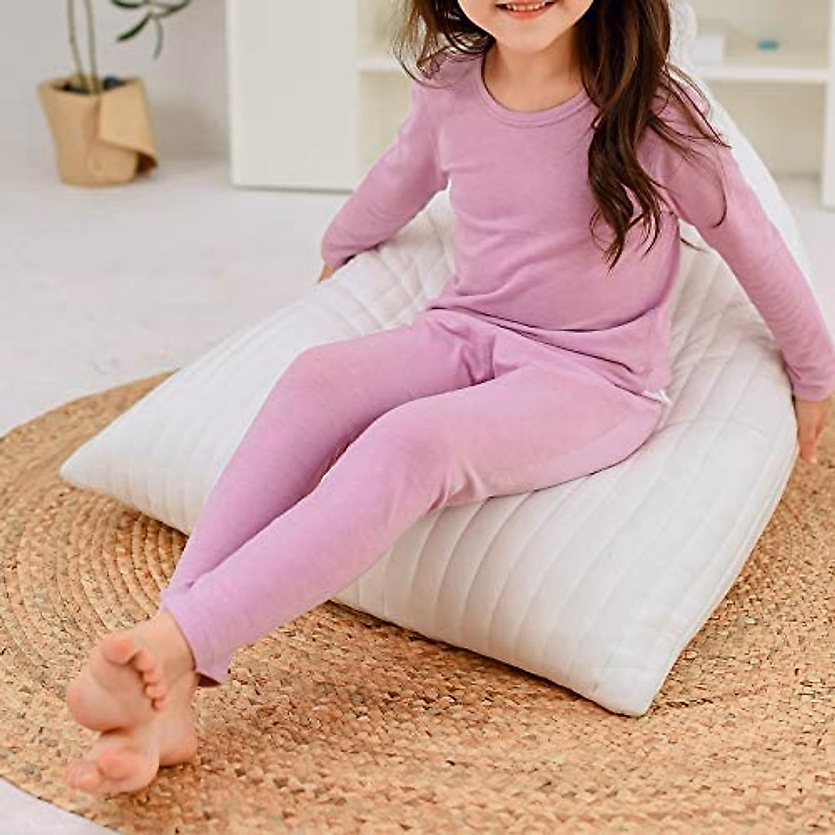 Thermal Underwear for Kids Ski Long John Set Unisex Base Layer Kids Winter Clothes Pink Medium (90) /2T-3T