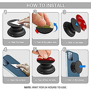 pop-tech 9 Pack Sticky Adhesive Replacement for Socket Mount Base, VHB 3M Sticker Pads for Phone Collapsible Grip & Stand Back - 9pcs 35mm Double Sided Tapes & 4pcs Alcohol Prep Pads