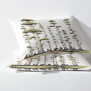 Birch Sheets Full Size, Forest Bed Sheets, Patterned Bedding Sheets & Pillowcases 4 Piece Set - Soft Microfiber Deep Pocket Fitted Sheet & Flat Sheet & 2 Pillow Cases J1-&-61