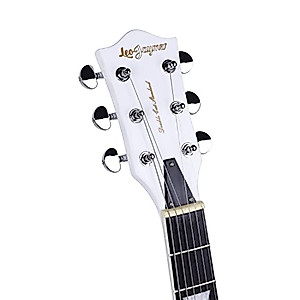 Leo Jaymz 39 Inch Double Cut Solid Body Electric Guitar - Poplar Wood Body，Maple Neck and Composite Ebony Fretboard (DC White)