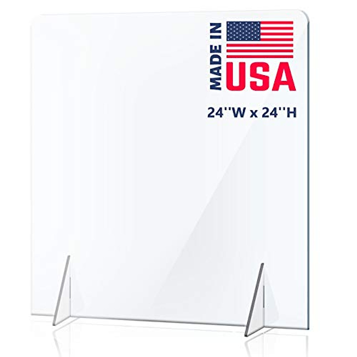 VARWANEO No Opening Sneeze Guard Panel for Counter and Desk, No Cutout Protective Plexiglass Shield, No Hole for Business, Office, School (24" W x 24" H)