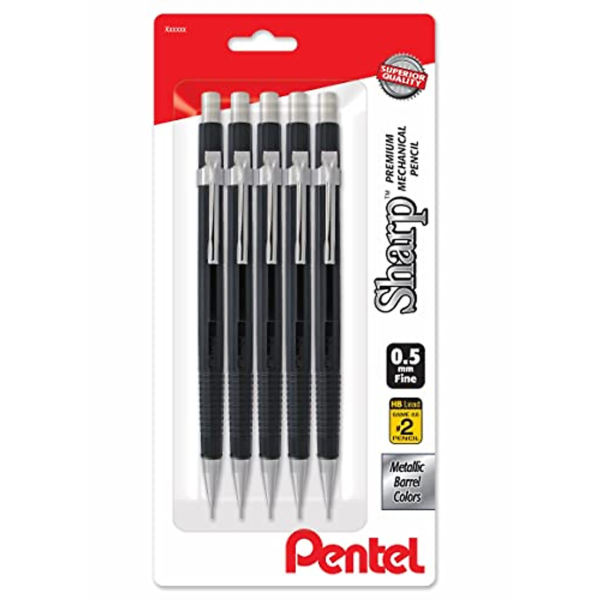 Pentel Sharp Mechanical Pencil 0.5 mm - Black - Pack of 5