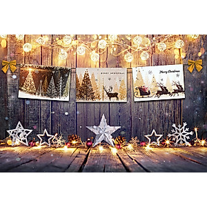 Christmas Holiday Greeting Cards with Gold and Metallic Foil, 100 Pack, 4 x 6 inch, 11 Assorted Designs with 3-D Prism Effect, Blank Inside,by Better Office Products,with Envelopes,100 Christmas Cards