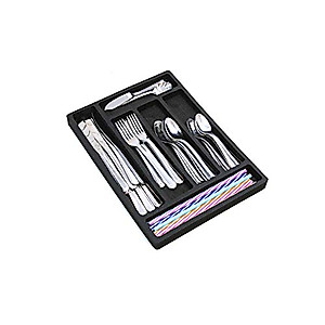 Polar Whale Flatware Silverware Drawer Organizer Cutlery Forks Knives Spoons Non-Slip Waterproof Compact Tray Insert 11 x 15 x 1 Inch 6 Slot Great for Home Kitchen RVs Campers Boats