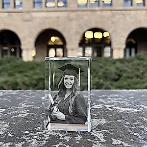 3Dpixdance 3D Crystal Photo Cube, Personalized Mothers day Gifts with Your Photo, Custom Picture Gifts for Birthday, Wedding, Anniversary, Memorial, Father’s Day. Laser Etched Picture Gift for pet lovers. Small