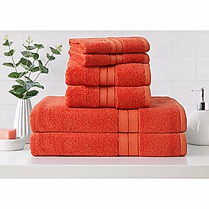 CANNON 70% Cotton 30% Bamboo 2 Bath, 2 Hand, 2 Washcloths Towel Set, 550 GSM, Super Absorbent, Breathable, Ultra Soft (Coral)