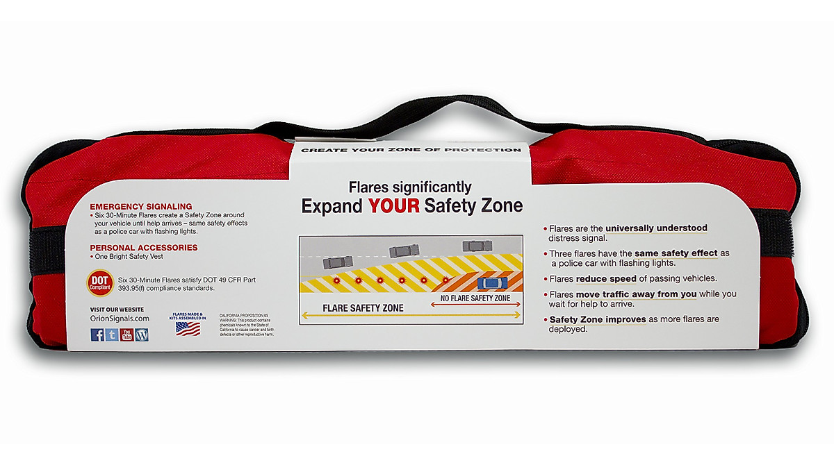 Orion Highway Flare Kit: 6-Pack Emergency Flares + Vest