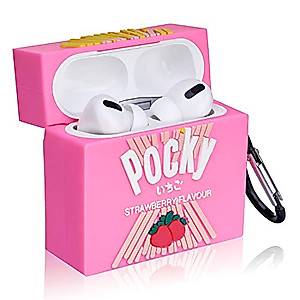 Mulafnxal for Airpod Pro 2019/Pro 2 Gen 2022 Case, Cute 3D Funny Soft Silicone Air pods Pro Cover, Fun Cool Design Skin Shell, Stylish Drink Fashion Keychain Cases for Airpods Pro (Pink Cookies)