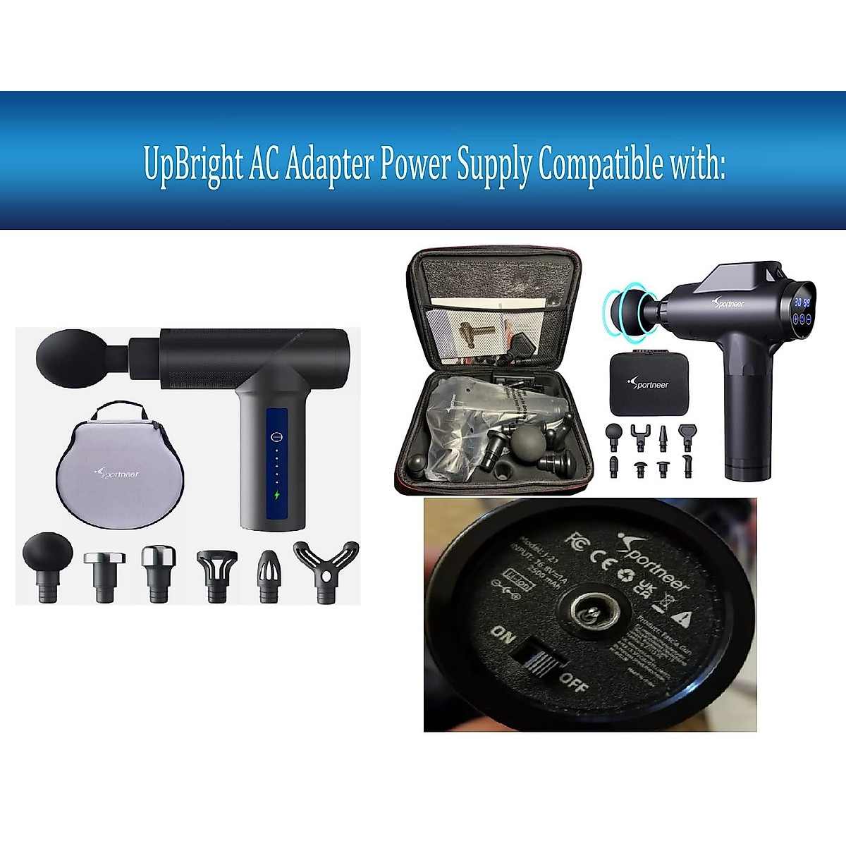 UpBright 16.8V AC/DC Adapter Compatible with Sportneer MiNi K1 Mini s J-21 J21 Massage Gun Percussion Massager LG3400MAH OS-1681000U OS-1701000U CS-1701000U OS-1701000J CS-1701000J 17V Battery Charger