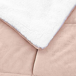 Amazon Basics Ultra-Soft Micromink Sherpa Comforter Bed Set - Blush, Twin