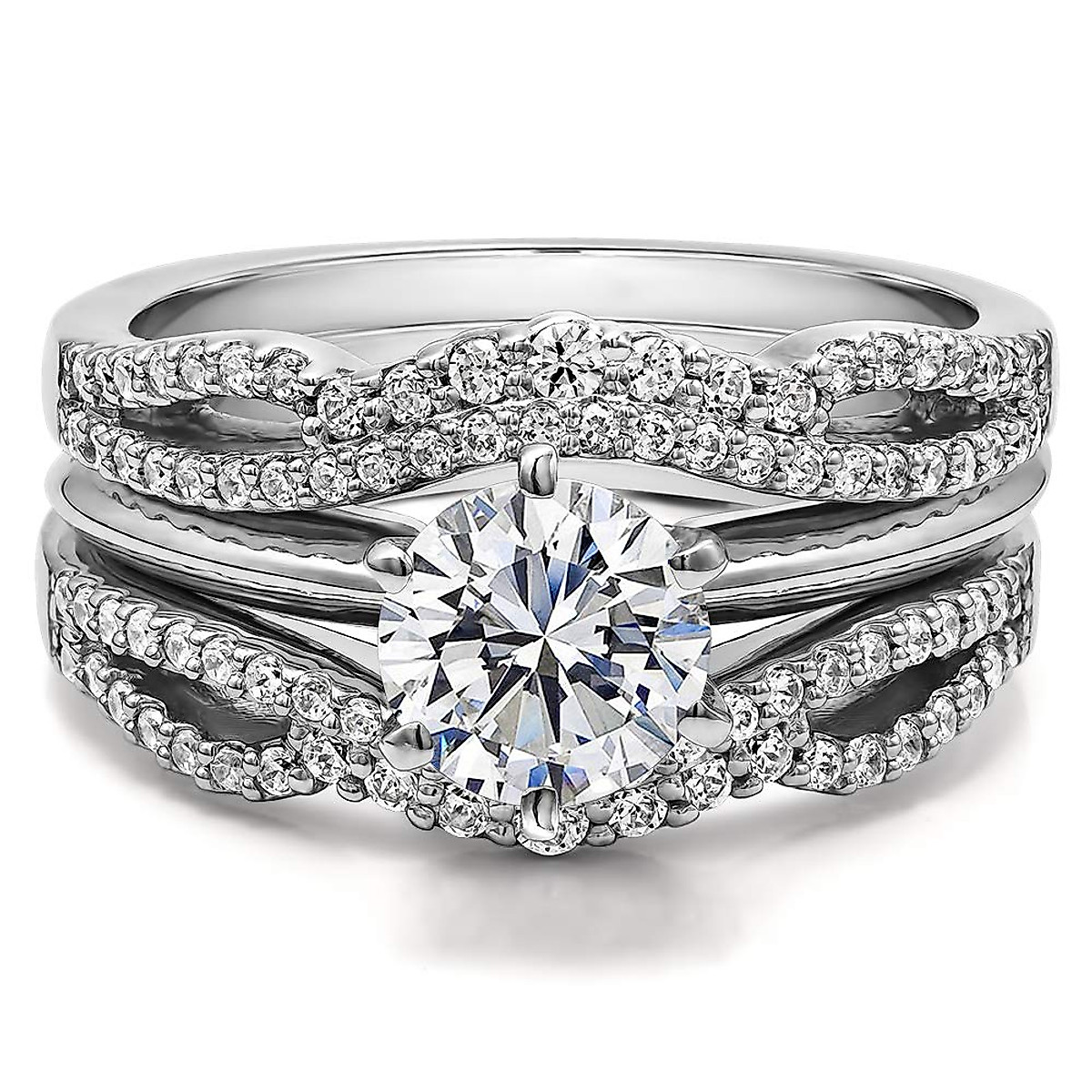 TwoBirch 0.57 Ct. Double Infinity Wedding Ring Guard Enhancer in Sterling Silver (CZ or MOISSANITE) (Cubic Zirconia, 6)