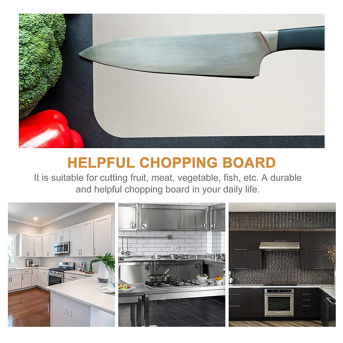 Cabilock Stainless Steel Cutting Board for Baby Food Meat Cheese Fruit Vegetables Metal Kitchen Chopping Board Heavy Duty Kitchen Butcher Block