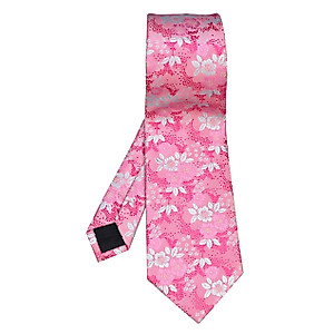 Elfeves Men's Women Boys Pink White Small Designer Jacquard Silk Tie Formal Self Necktie