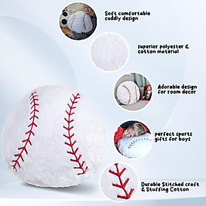 Baseball Pillow Boys Sports Room: Soft Softball Throw Plush Gifts - Play Stuff Ball Toys Decor Age 8-12