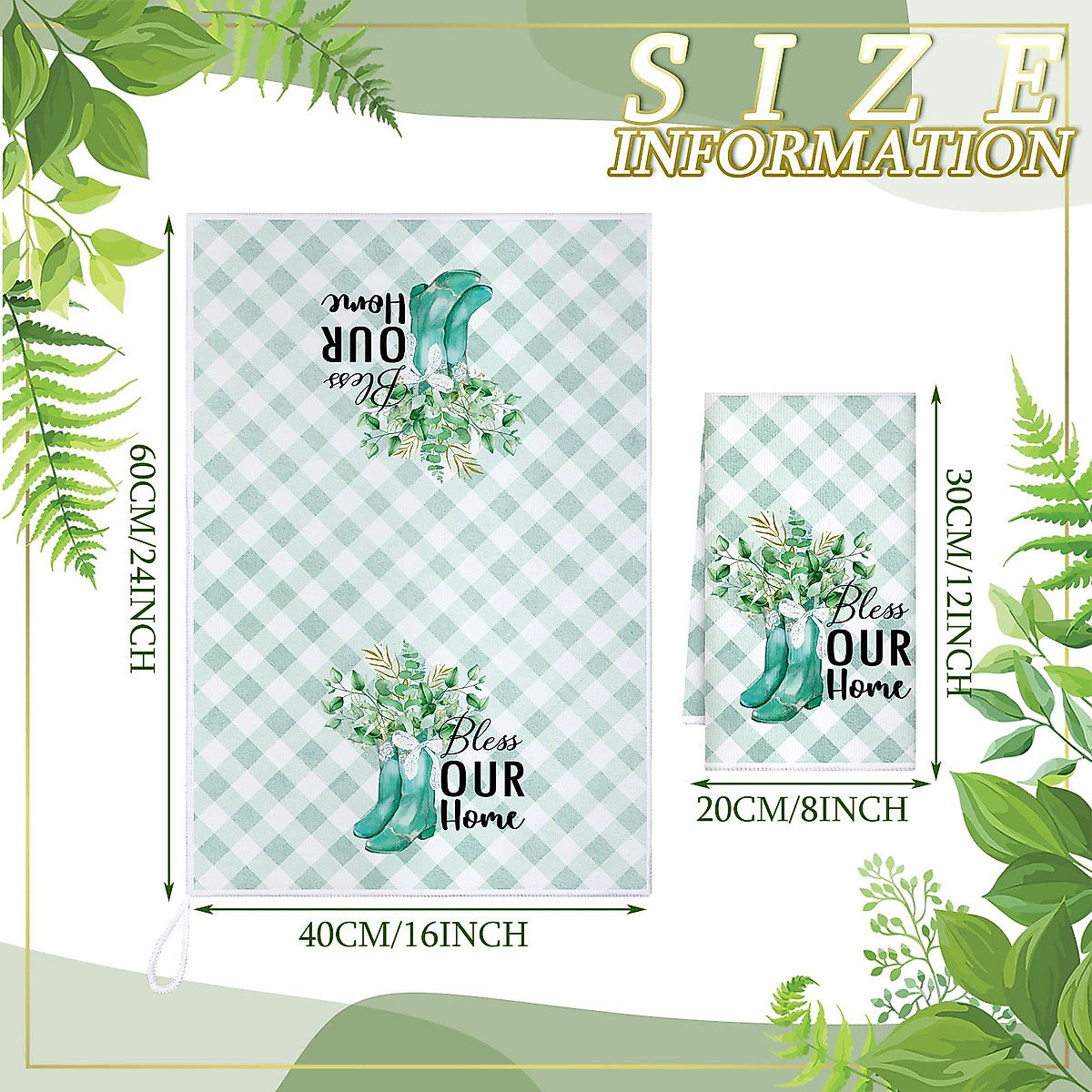 Set of 6 Eucalyptus Kitchen Towels Green Leaves Dishtowels Absorbent Spring Summer Hand Tea Towels 24 x 16 Inch Eucalyptus Lover Gifts Holiday Wedding Gifts for Farmhouse Kitchen Bathroom Decor