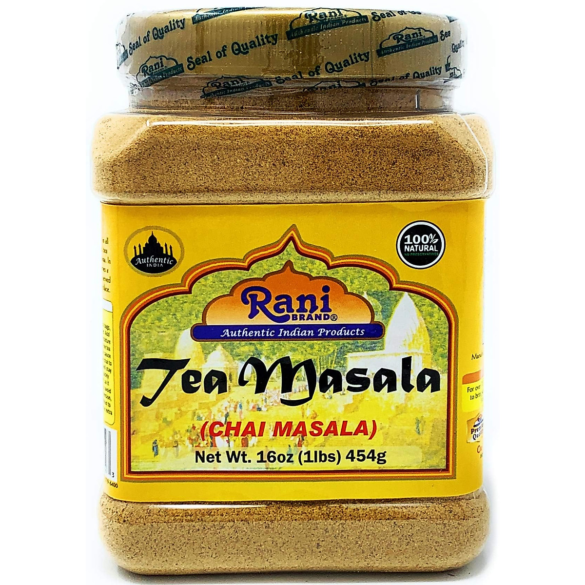 Rani Tea (Chai) Masala Indian Spice Blend 16oz (1lb) 454g Bulk PET Jar ~ All Natural | Vegan | Gluten Friendly | Salt & Sugar Free | NON-GMO | No Colors | Indian Origin