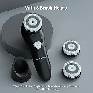 TOUCHBeauty Facial Brush for Men Skin Scrubber with Advanced 6 Degree Oscillating Vibration Cleansing Technology, Waterproof Men's Facial Exfoliator Massager Black TB-1487
