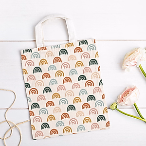 Whaline 12Pcs Boho Cotton Fabric Bundles Boho Rainbow Sun Circle Raindrops Fat Quarters Sewing Fabrics for DIY Handmade Crafting, 18 x 22 Inch