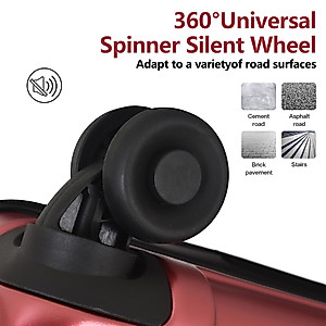 TydeCkare Carry On 55x35x23cm Cabin Luggage 20 Inch with Front Compartment for 15.6" Laptop, Lightweight ABS+PC Hardshell Suitcase with TSA Lock, 4 Spinner Silent Wheels