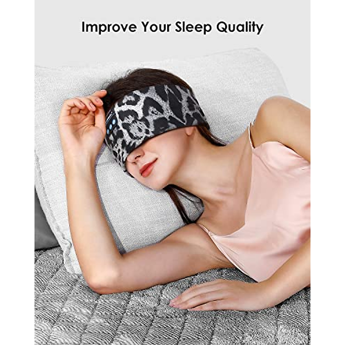 LC-dolida Sleep Headphones Bluetooth Headband, Cozy Wireless Headphones Headband, Sleep Mask with Bluetooth Thin HD Stereo Speakers Perfect for Side Sleepers, Sport, Yoga, Travel