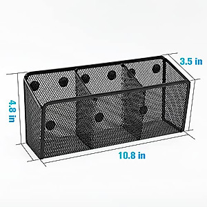 MaxGear Magnetic Pen Holder, Mesh Pencil Holder for Desk Storage Basket Organizer Magnetic Marker Holder - Extra Strong Magnets Perfect for Locker Accessories, Whiteboard, School, Office, 3 Baskets