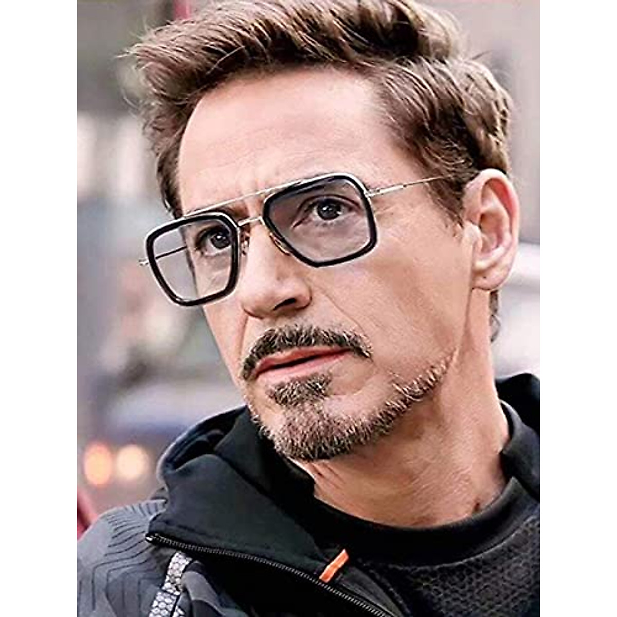 AIEYEZO Tony Stark Sunglasses Vintage Square Metal Frame Eyeglasses for Men Women - Iron Man and Edith Sun Glasses (Silver/Black)