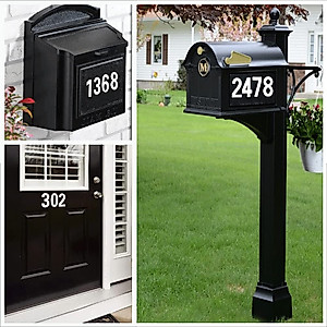 Mailbox Numbers, 5 Sets 4 Inch Mailbox Numbers for Outside, Modern Number Mailbox Stickers, Vinyl Reflective Mailbox Numbers, Strong Adhesive Numbers for Mailbox, Reflective Numbers for Mailbox with Sticky Tabs for Easy Backing Peeling