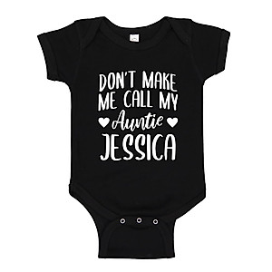 The Shirt Den Don't Make Me Call My Auntie Baby Bodysuit Infant One Piece NB Black
