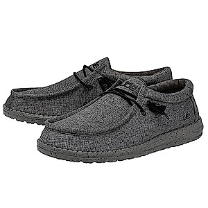 Hey Dude Men's Wally L Stretch Steel Size 10 | Men’s Shoes | Men's Lace Up Loafers | Comfortable & Light-Weight