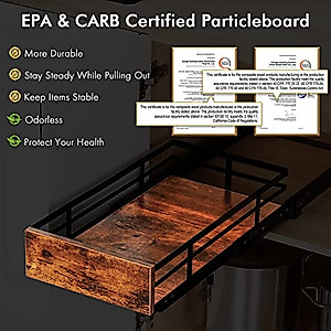 KES Pull Out Cabinet Organizer, 12" Wide Kitchen Slide Out Cabinet Drawer Organizer for Kitchen, Slide Out Wood Pull Out Drawer Storage Shelves with Soft Close, KPO503W30D53-BK