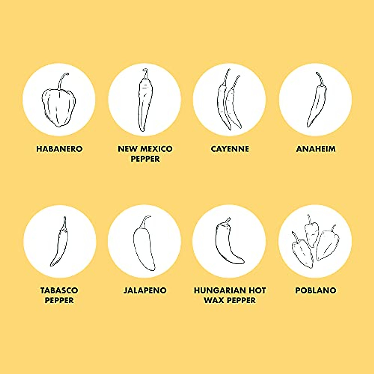 Pepper Seeds for Garden Planting - 8 Non-GMO Heirloom Pepper Seed Packets, Wood Gift Box & Plant Markers, DIY Home Gardening Gifts for Plant Lovers