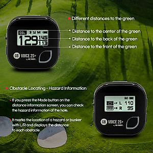 GOLFBUDDY Voice 2S+ Talking GPS Rangefinder, Clip on Hat Golf Navigation, Slope Mode on/Off, 18 Hours Battery Life, Shot Distance Measurement, Preloaded with 40,000 Courses Worldwide (Black)