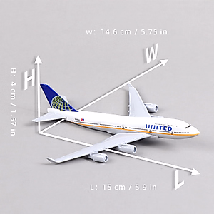 QIYUMOKE 1/400 United Plane 747 Model -Diecast Metal Airplanes Model kit with Stand (6 inches) Boeing 747 Airlines Model Plane for Aviation Enthusiasts Gift, Desktop Display Decorations