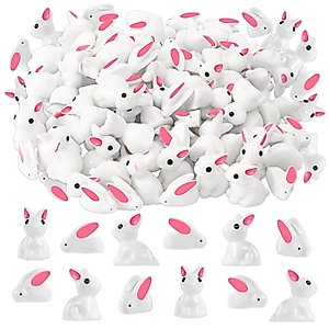 FFNIU Miniature Rabbit Figurines, 100Pcs Mini Resin Bunny Animals Toy, Miniature Rabbit for Landscape Ornaments Miniature Garden Decor Potted Plant,Cake Topper Decoration