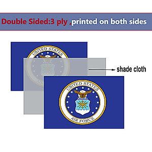 Air Force Crest Emblem Flag 3x5 Outdoor Double Sided- US Coat of Arms Military USAF Flags Heavy Duty 3 Ply Flag Banner with 2 Grommets for Outside Outdoor Indoor