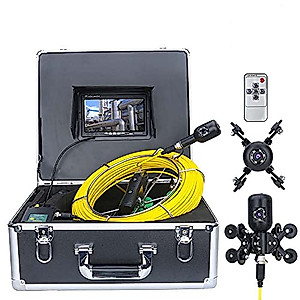 TEmkin Pipe Inspection Camera 7-Inch Monitor 1080P Hd Dual Camera Lens Drain Sewer Pipeline Industrial Endoscope Pipe Inspection Video Camera, Easy to Use,50M/50M
