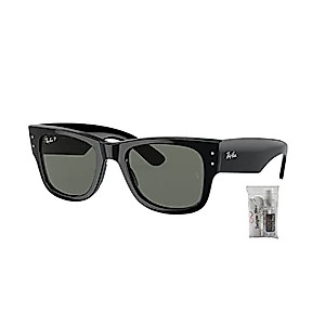 Ray-Ban RB0840S 901/58 51MM Black/Green Polarized Square Sunglasses for Men for Women + BUNDLE With Designer iWear Cleaning Kit